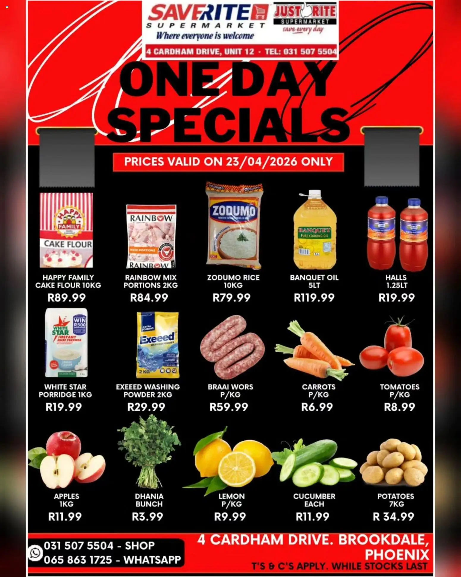 Saverite 1 Day Specials from 23/04 - 23/04/2026